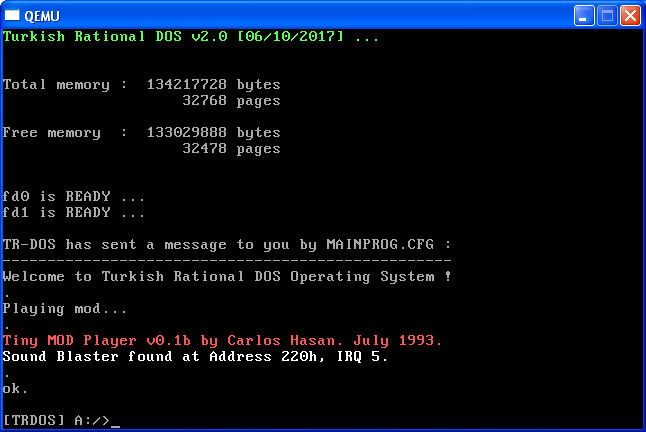 TRDOS 386 Operating System - QEMU - Demo